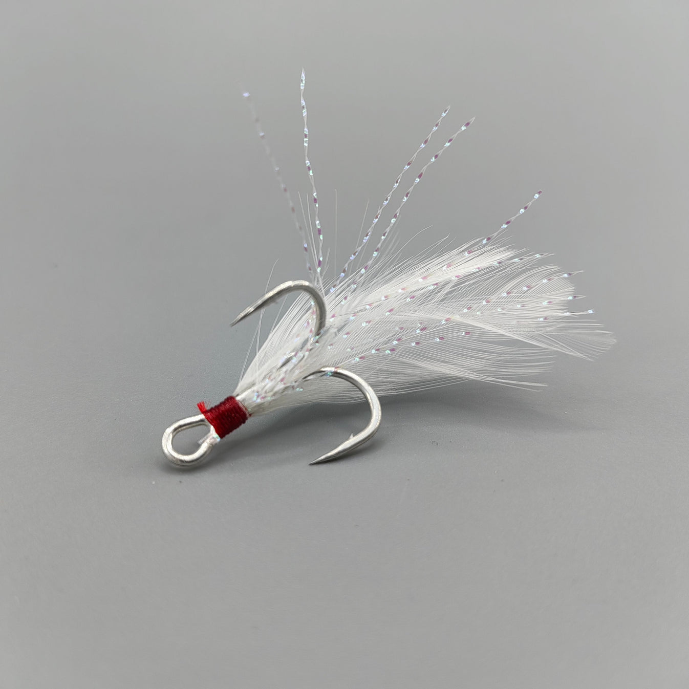 3x Strong White Feather Matte Tin Treble Hooks for Sale – Custom Lure ...